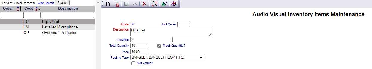 Audio Visual Inventory Items