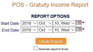 Gratuity Income Report