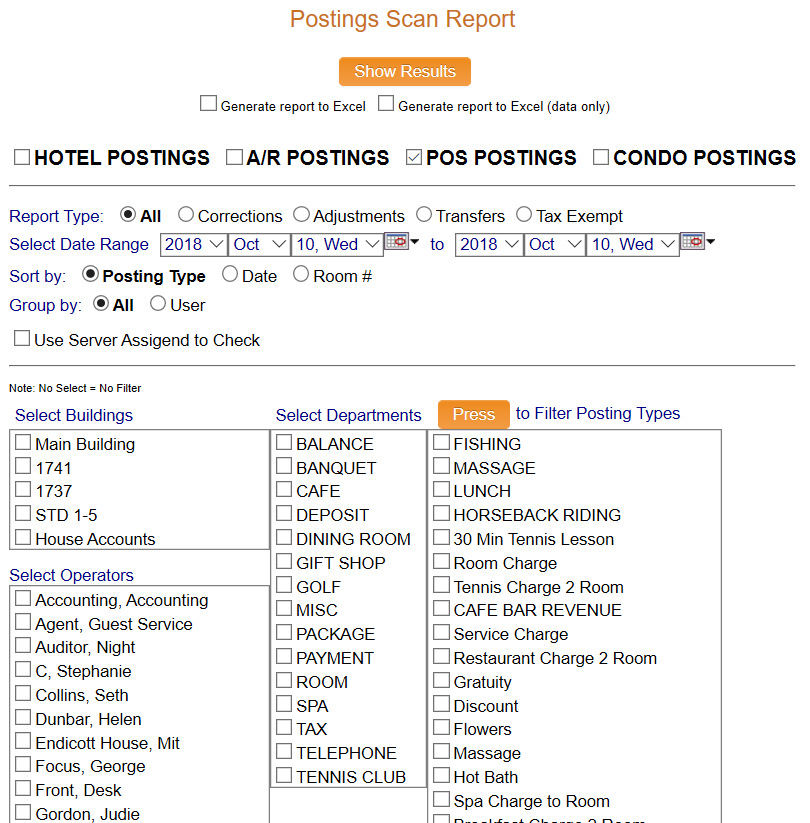 POS Postings Scan Report