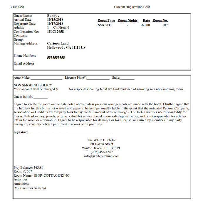 Print a Registration Card