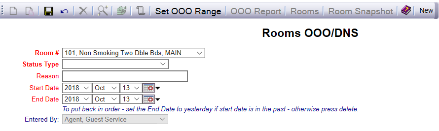 Set Rooms OOO or DNS