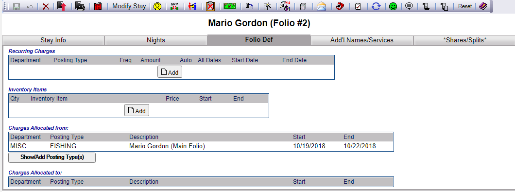 Folio Definitions tab