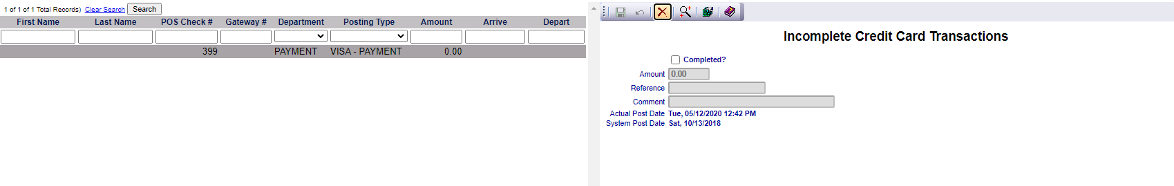 Incomplete Credit Card Transactions