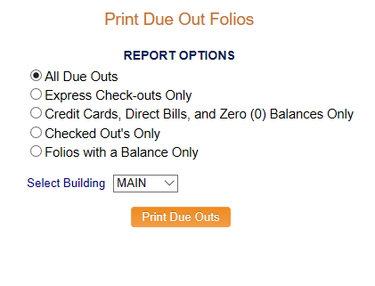 Print Due Out Folios - Batch