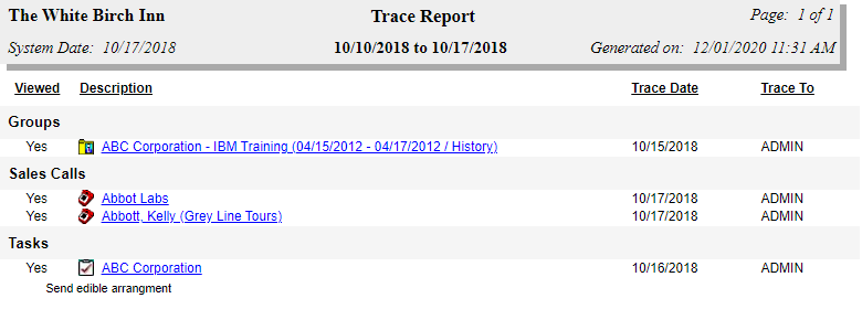 Trace Report