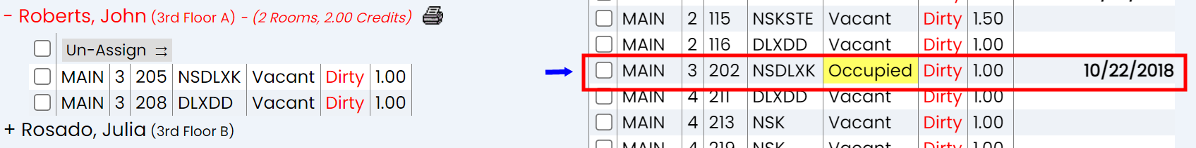 Housekeeping Room Assignments