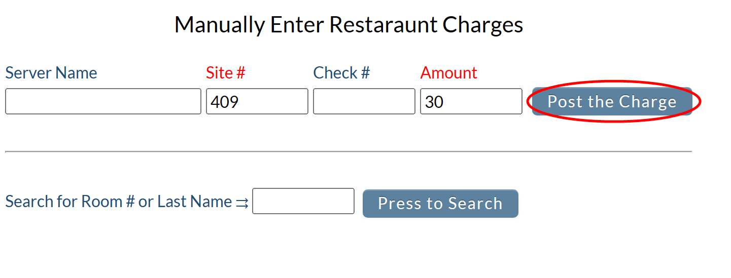 Manual POS Postings (Manual Restaurant Charges)