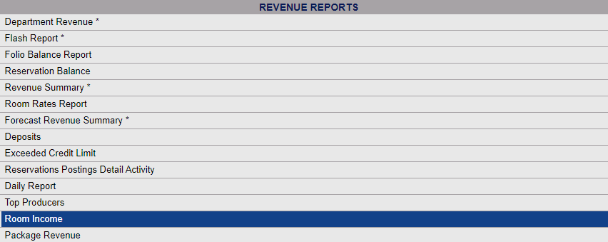 Room Income Report