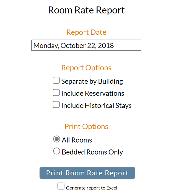 Room Rate Report