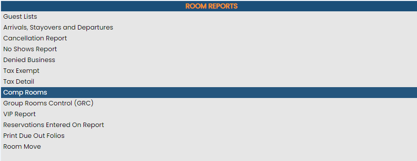 Comp Rooms Report